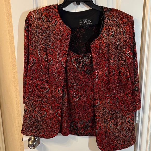 Alex Evenings | Jackets & Coats | Alex Evenings Red And Black Paisley ...